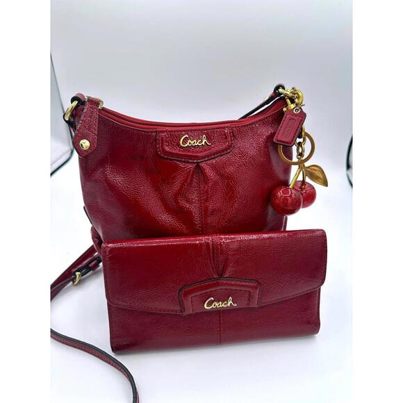 Coach | Bags | Low Start Coach Red Patent Crossbody Wwallet And ...